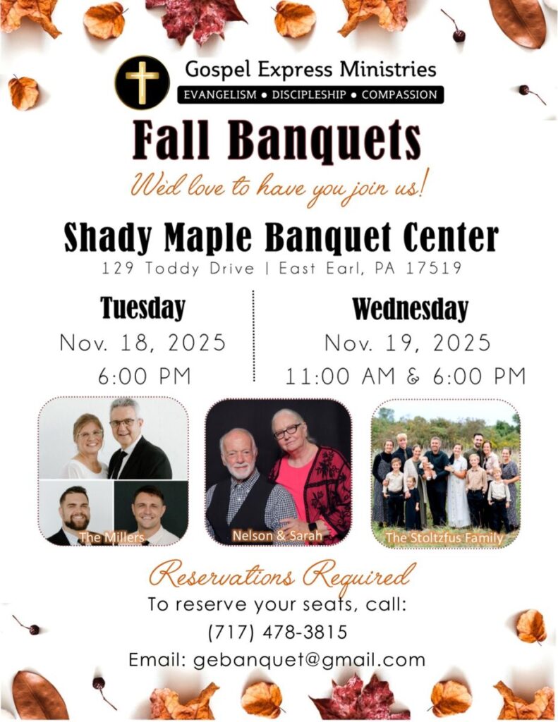 Fall Banquets: Lancaster, PA | Gospel Express Ministries